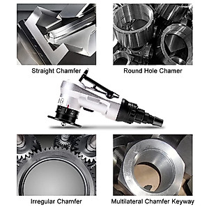AUGUSTTOOLS Mini Pneumatic Chamfering Machine, Portable Handheld 45 Degree Arc Air Chamfer Tool for Metal Trimming and Deburring