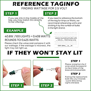 Mudder 50 Pcs Replacement Mini Light Bulbs Christmas Tree 2.5 V Incandescent String Light Bulbs Glass Lights with Base Indoor Outdoor Xmas Decor, 0.17 Ampere, 0.425 Watt (Clear,Green)