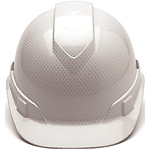 PYRAMEX Ridgeline Cap Style Hard Hat, Vented, 4-Point Ratchet Suspension, Shiny White Graphite Pattern