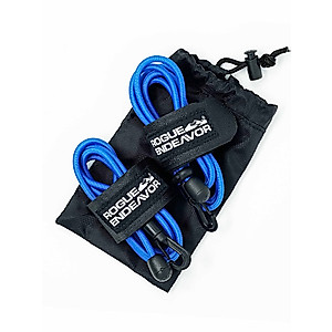 Rogue Endeavor Fishing Rod Leash & Kayak Paddle Leash Kit, Kayak Fishing & Paddle Boarding - 48" Shock Cord, Quick Release Clip, Neoprene Lined Strap and Carrying Bag (Set of 2) (Blue)