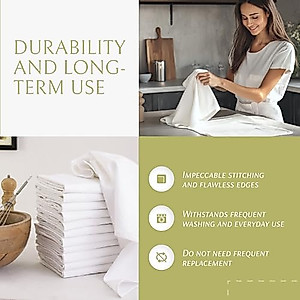 [12 Pack] Flour Sack Kitchen Dish Towels - Lint Free Soft 100% Ring Spun Cotton - Large 28x28 - White