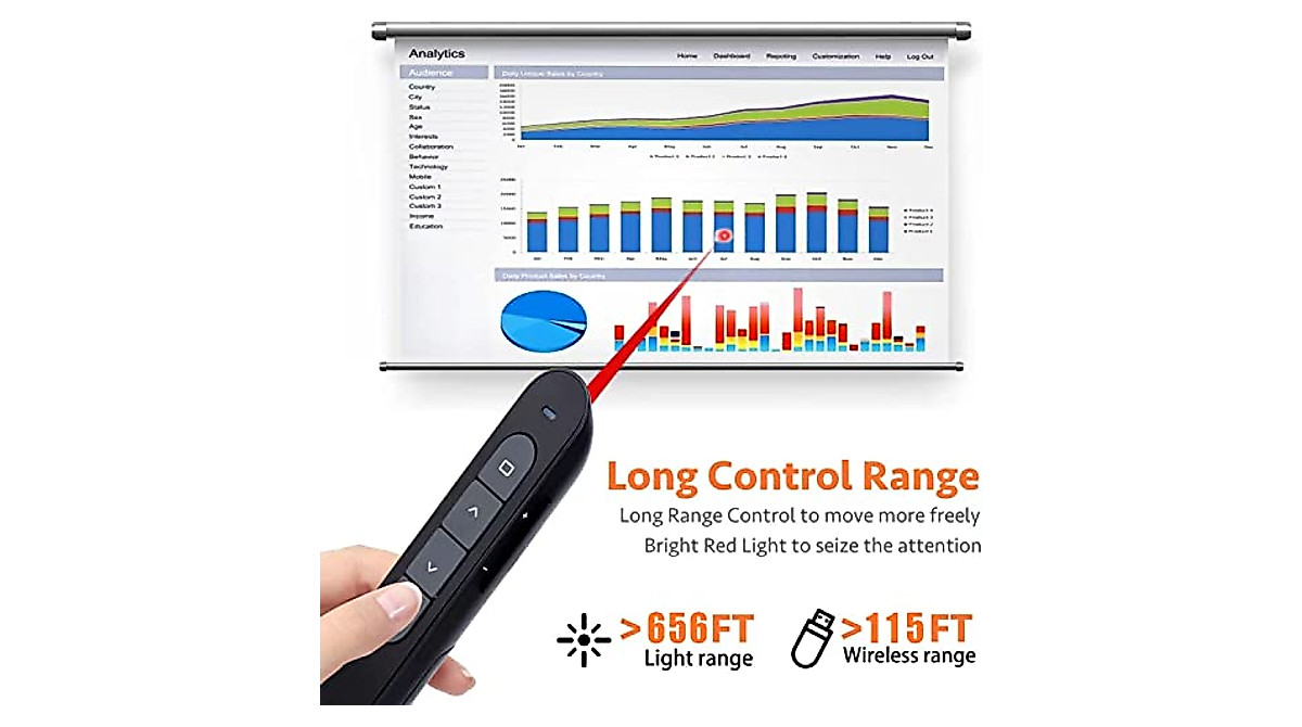 Wireless Presentation Clicker Remote | Pointer & Slide Advancer
