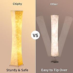 chiphy Floor Lamp, Dimmable 61" Tall Standing Lamp, 3 Levels Adjustable Brightness 12Wx2 LED Bulbs, Column Floor Light w/White Fabric Shade, Home Decor for Living Room, Bedroom, Kids Room