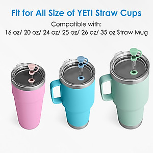 ERKOON Silicone Spill Stopper Set Compatible with YETI Straw Cup, Mug Tumbler Accessories, Silicone Straw Cover, Straw Protectors, Including 4 Straw Cover Topper Cap, 4 Leak Proof Stopper