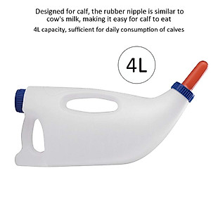 Redxiao~ Plastic Calf Milk Bottle, 4L Nursing Milk Feeder Calf Feeding Milk Bottle with Handle for Calf Cattle