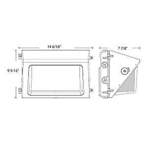 RAB W22-M-60 60W LED Wall Pack Light, 120-277V, Dusk to Dawn with Photocell, 9105LM, Power & Color Temperature Adjustable (3/4/5K), Light Throw (0-45 Deg), 0-10V Dim, Glass Lens, DLC Premium, Bronze