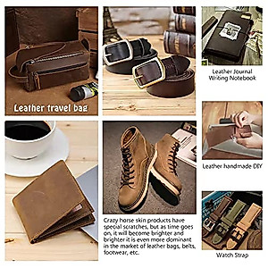 Tooling Leather Square 1.8-2.0MM Thick Genuine Top Full Grain Oil Tan Crazy Horse Cowhide Leather Sheets for Crafts Tooling Sewing Wallet Earring Hobby (Dark Brown, 8"x12")