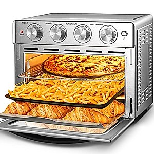 Geek Chef Air Fryer, 6 Slice 24.5QT Air Fryer Toaster Oven Combo, Roast, Bake, Broil, Reheat, Fry Oil-Free, Extra Large Convection Countertop Oven, Accessories Included, Stainless Steel, ETL Listed, 1700W