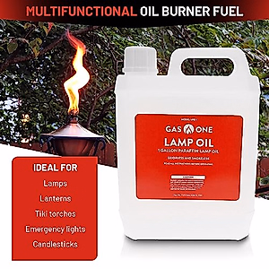 GasOne Liquid Paraffin Lamp Oil – 1 Gallon (128oz) Clear Oil Lamp – Multifunctional Lamp Oil Smokeless Odorless Indoor Ideal for Lamps, Lanterns, Tiki Torch – Safe Packaging