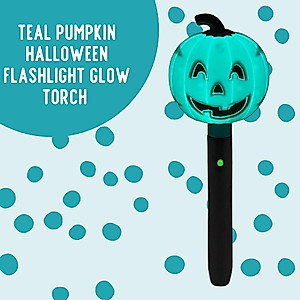 Teal Pumpkin Halloween Flashlight Glow Torch - Light Up Jack O Lantern Trick or Treat Accessory - Official Teal Pumpkin Project Gear, Let People Know your House is Allergy Freindly! Non-Candy Treat