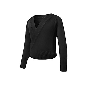 Daydance Black Women Ballet Sweater Wrap Soft Dance Warm Up Clothes for Leotards