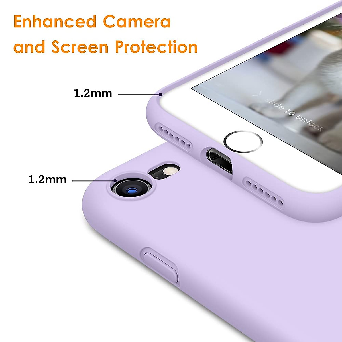 DTTO for iPhone SE Case 2020/2022, iPhone 7 8 Silicone Phone Case, [Romance Series] Shockproof Phone Case with Honeycomb Grid Cushion for Apple iPhone 7/8/SE 2020/2022, 4.7 inch, Lavender