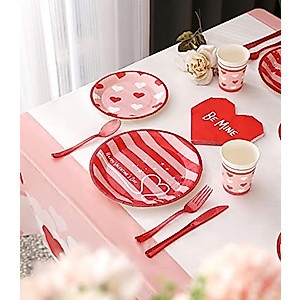 Winoo Design Valentines Tablecloth Disposable - 1PK - Valentines Day Tablecloth Rectangle 54x108 Inches Valentines Day Table Cloth Table Cover Valentine's DAR Party Decorations Party Supplies