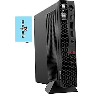 Lenovo ThinkStation P360 Tiny Business Mini Desktop (Intel i7-12700T 12-Core, 16GB RAM, 512GB PCIe SSD, T400 4GB, RJ-45, Display Port, SD Card, Black, Win 10 Pro) with KYB, Mouse, & Hub
