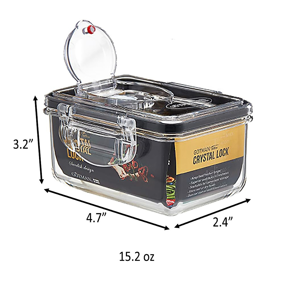 gotman Airtight Food Storage Container Rice pack (15.2 OZ, 1 Containers + 1 Steam Vent Lid)- BPA-Free, Safe Baby Food Container,Microwave & Freezer Safe Food Containers with Lids