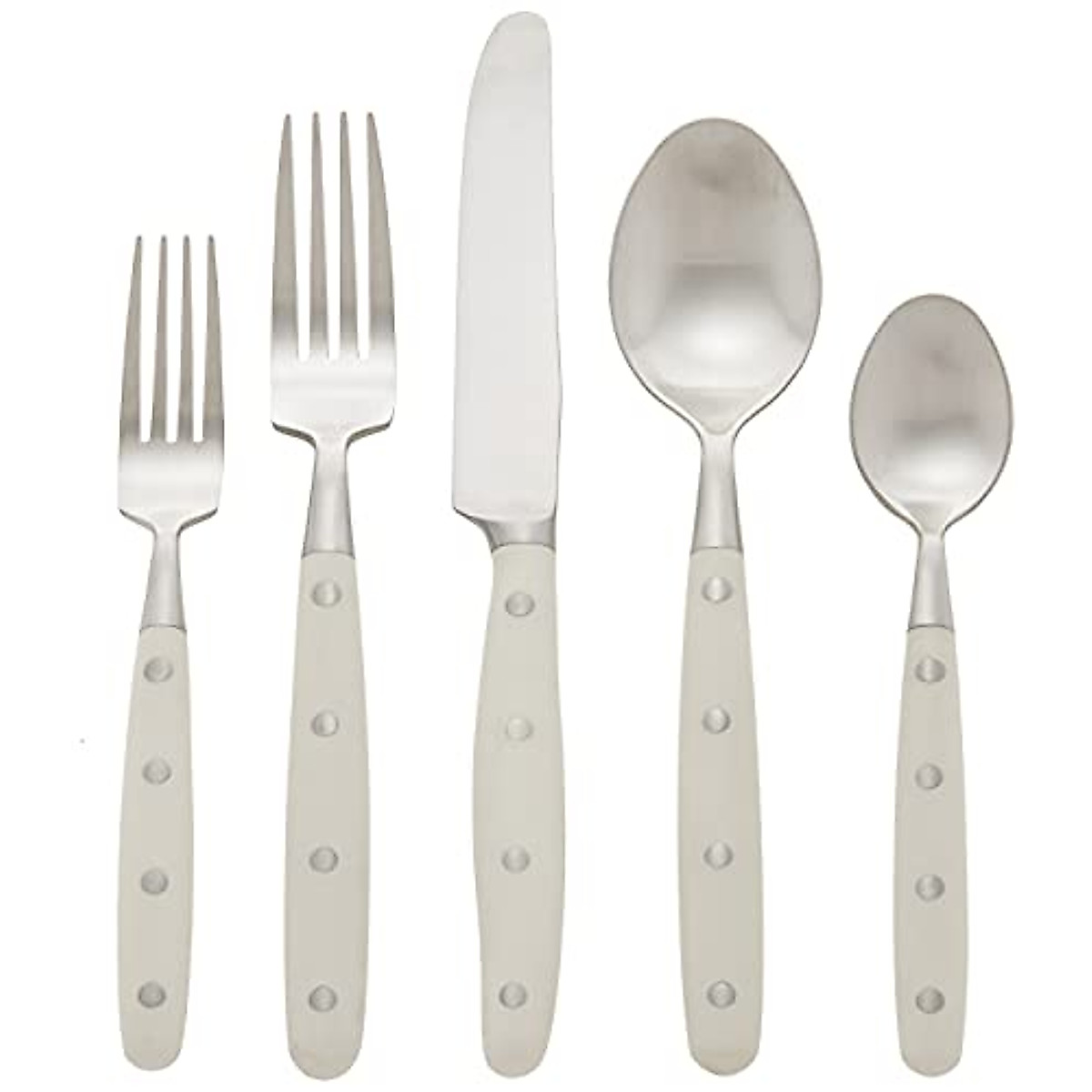 Ginkgo International Lyon 20-Piece Stainless Steel Flatware Place Setting, Ivory, Service for 1
