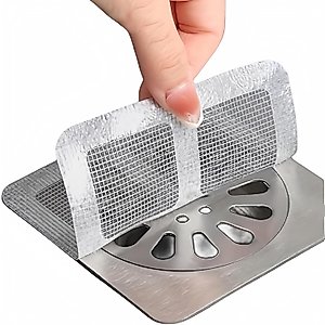 offMess 20PCS, 4X4inches Disposable Shower Drain Cover Hair Catcher Shower Drain Mesh Stickers, Bathroom, Laundry, Bathtub, Kitchen, Sink