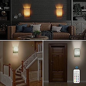 CAKOJV188 Battery Operated Wall Sconces Wireless Wall Lamp Fixtures saemless Abstract Grey White Dimmable Wall Lights for Bedroom Living Room Hallway Set of 2