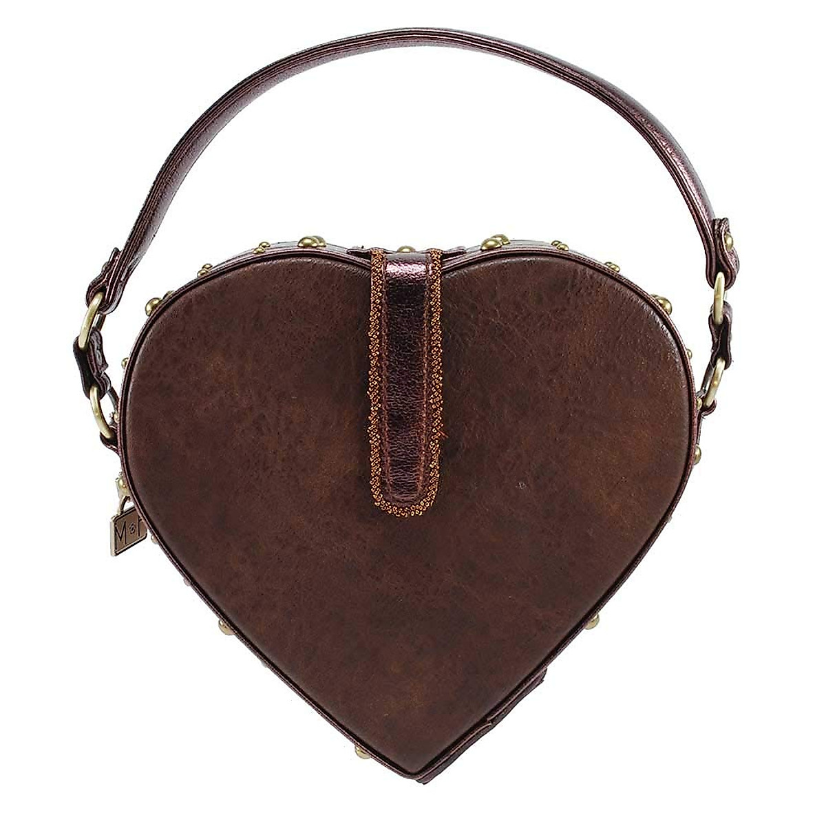 Mary Frances Temptations Embellished Heart Shaped Box of Chocolates Novelty Handbag, brown