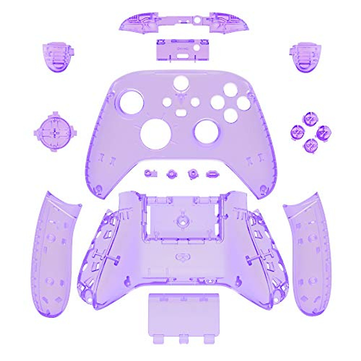 eXtremeRate Clear Atomic Purple Controller Full Set Housing Shell Case w/Buttons for Xbox Series X/S, Custom Replacement Side Rails Front Back Plate Cover for Xbox Series S & Xbox Series X Controller