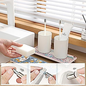 Jeeuear Sink Caddy Instant Dry Sink Organizer Kitchen Sink Organizer Bathroom Counter Organizer Sink Tray Sponge Soap Holder for Bottles Kitchen Decor Flower Pink