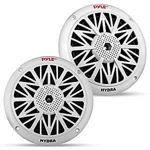 Pyle 5.25 Inch Dual Marine Speakers - 2 Way Waterproof and Weather Resistant Outdoor Audio Stereo Sound System with 150 Watt Power, Poly Carbon Cone, Cloth Surround and Low Profile Design - 1 Pair