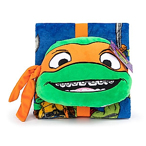 Jay Franco Nickelodeon Teenage Mutant Ninja Turtles Mutant Mayhem Michaelangelo Nogginz Set - 40 x 50 Inch Blanket & Plush Pillow Set, Kids Super Soft 2 Piece Set