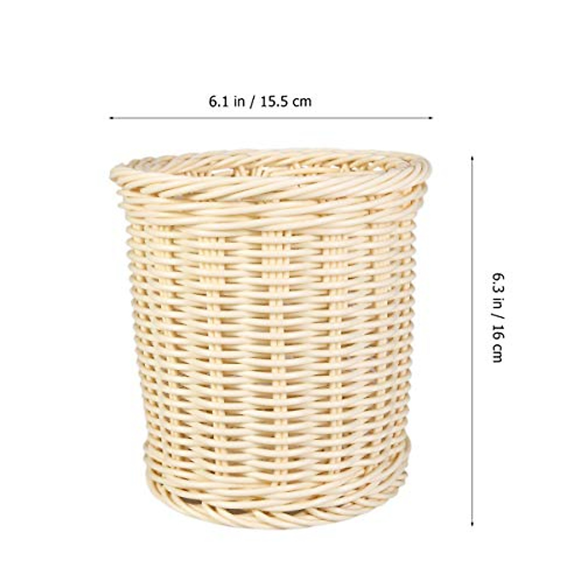 Zerodeko Woven Storage Baskets Round Rattan Waste Basket Woven Trash Can Paper Waste Basket Straw Wicker Sundries Storage Basket Garbage Container Bin for Bathroom Kitchen Beige Woven Baskets