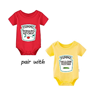 YSCULBUTOL Baby Bodysuit Ketchup Mustard Funny Baby Twins Outfits Baby Girl Twins Set(ShortKM S6M)