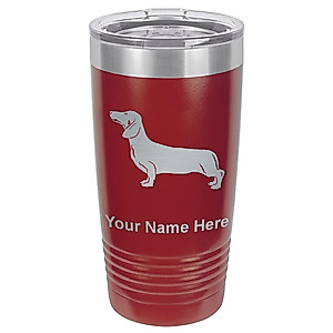LaserGram 20oz Vacuum Insulated Tumbler Mug, Dachshund Dog, Personalized Engraving Included (Maroon)