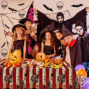 3Pcs Halloween Evil Circus Theme Tablecloth Decoration,Plastic Horrible Evil Clown Background Photography,Creepy Skull Decor Banner for Halloween Carnival and Easter Party Supplies,54x108 inches