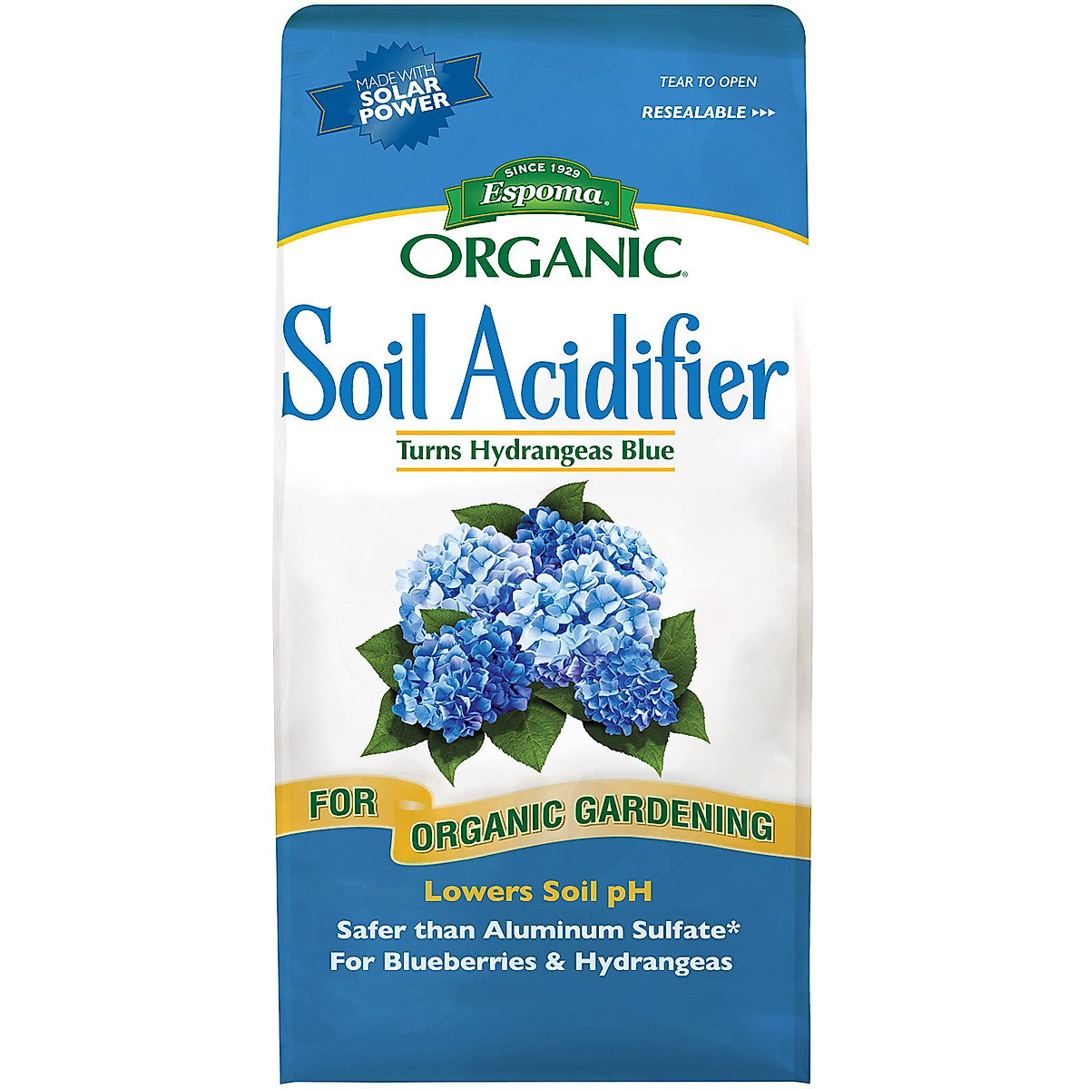 Espoma Organic Soil Acidifier Soil Amendment; Lowers Soil pH and Turns Hydrangeas Blue! Contains Elemental Sulfur and can be Used for Organic Gardening 6 lb. Bag - Pack of 1