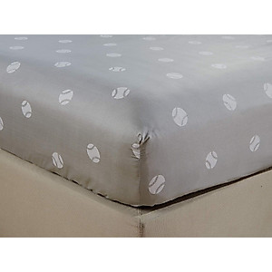 Chezmoi Collection 4-Piece Kids/Teens Sports Sheet Set - Soft Microfiber Gray White Baseball, Full Size