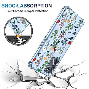 OEURVQO for Oppo A16 Oppo A16s Oppo A54s Case Clear Floral Flower Pattern Design Soft TPU Cover Shockproof Bumper Anti-Scratch Protective Case for Oppo A16 (Lush Flora)