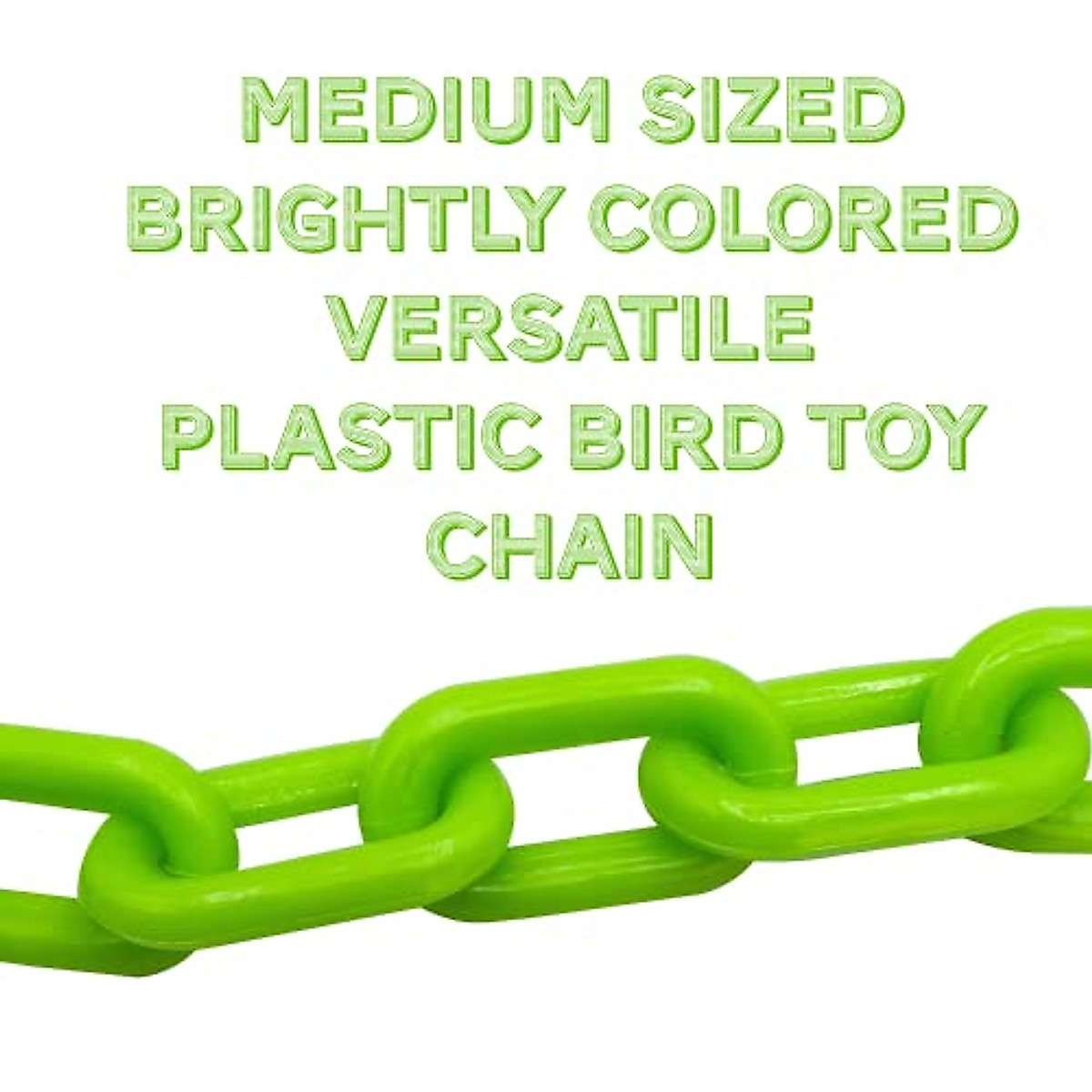 Mandarin Bird Toys by M&M 2001 5ft Medium Green Plastic Bird Toy Chain - A Long Length of Brightly Colored Plastic Pet Thrilling Chain, Lots of uses, Great for Med Sized Pets Conure Cockatiel Lovebird