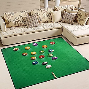ALAZA Billiard Table View Balls Sport Non Slip Area Rug 5' x 7' for Living Dinning Room Bedroom Kitchen Hallway Office Modern Home Decorative