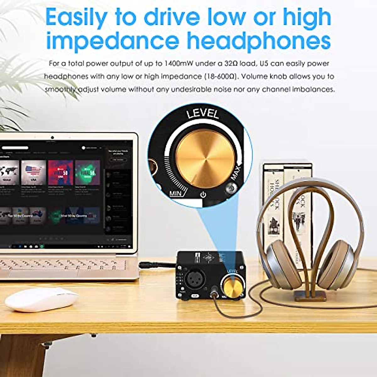 Douk Audio U5 Headphone Amps, Mini Fully Balanced Amplifier for Home Desktop PC XLR / 4.4mm Headsets, DC 5V