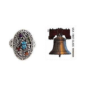 NOVICA Artisan Handmade Blue Topaz Peridot Cocktail Ring Silver Multigem Sterling Amethyst Garnet Citrine Multicolor Indonesia Floral Birthstone [crownbezel 1 in L x 0.7 in W x 0.3 in H Band Width 4 ]