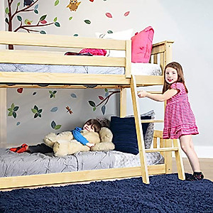 Max & Lily Low Bunk Bed, Twin-Over-Twin Wood Bed Frame For Kids, Natural
