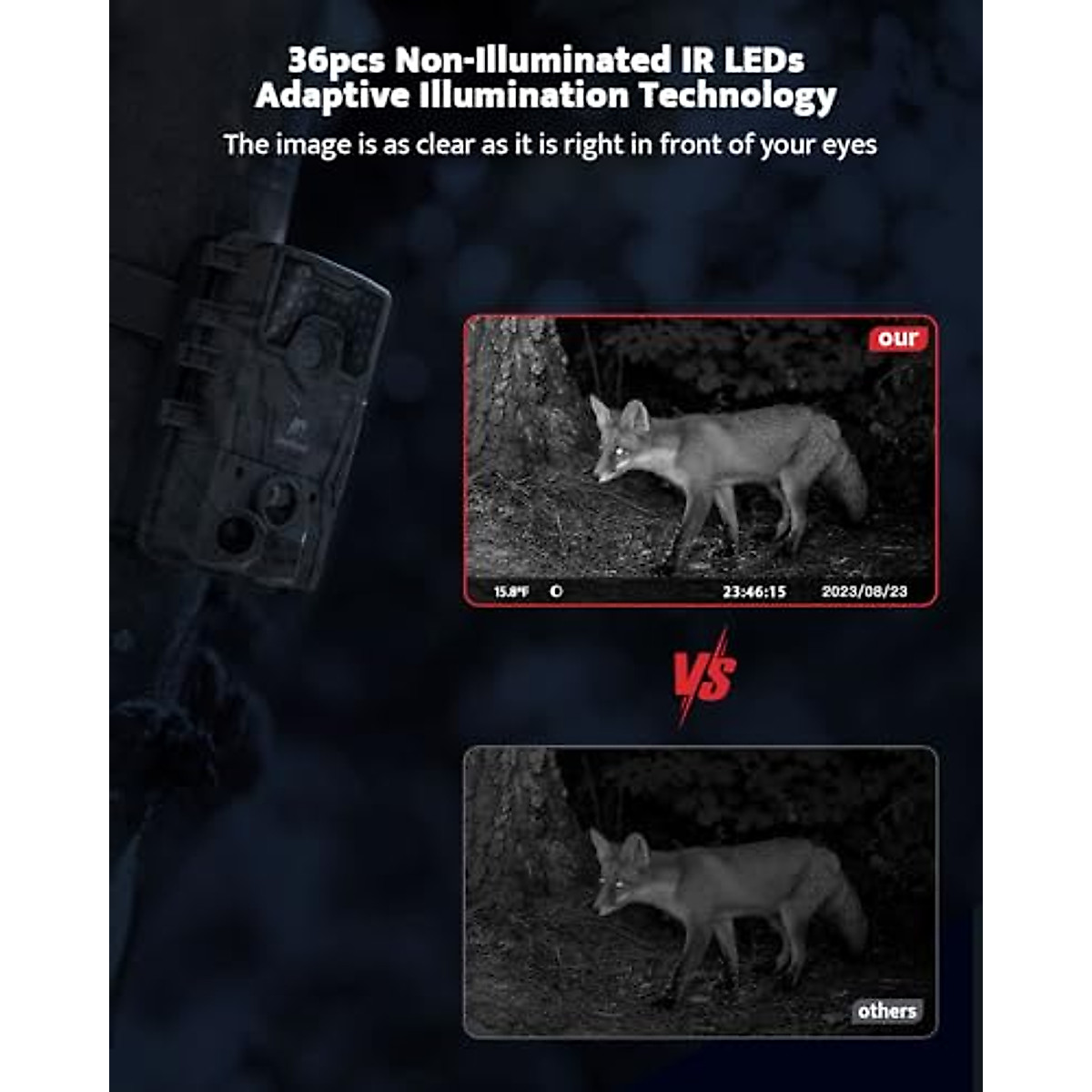usogood Trail Camera 36MP 4K 30fps Game Camera with Night Vision Motion Activated IP66 Waterproof, 65ft 120° Wide Angle Detection Hunting Camera, for Outdoor Garden Backyard Wildlife Monitoring