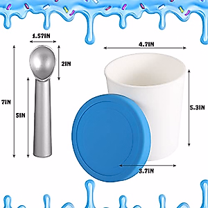 Ice Cream Containers 5 Pack 1Qt Freezer Storage Tubs with Silicone Lids and Spoon for Homemade Ice Cream for Homemade Ice Cream, Sorbet Dishwasher Safe (Blue, Red, Green, Orange)