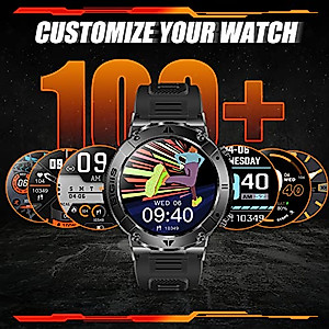 Smart Watch for Men 1.32” Full Screen Touch Rugged Smart Watch with Text and Call Outdoor Sports Watch Fitness Tracker with Heart Rate Sleep Monitor Tactical Smartwatch for iPhone Android Phones