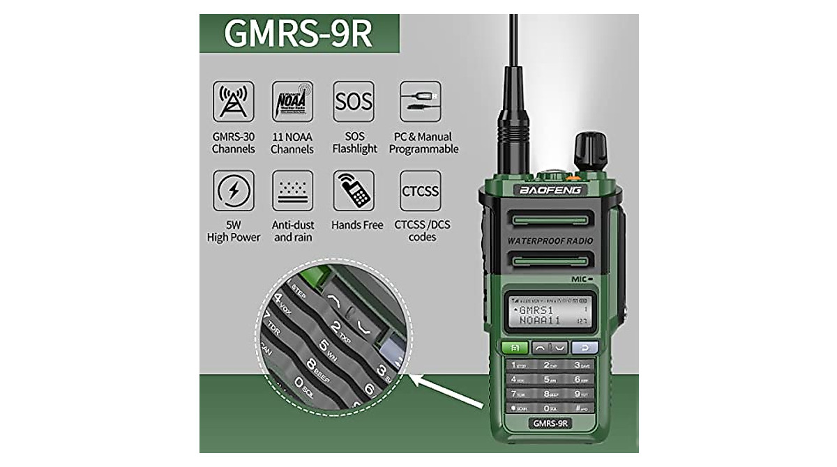 Baofeng GMRS-9R: 5W IP67 Waterproof GMRS Two-Way Radio