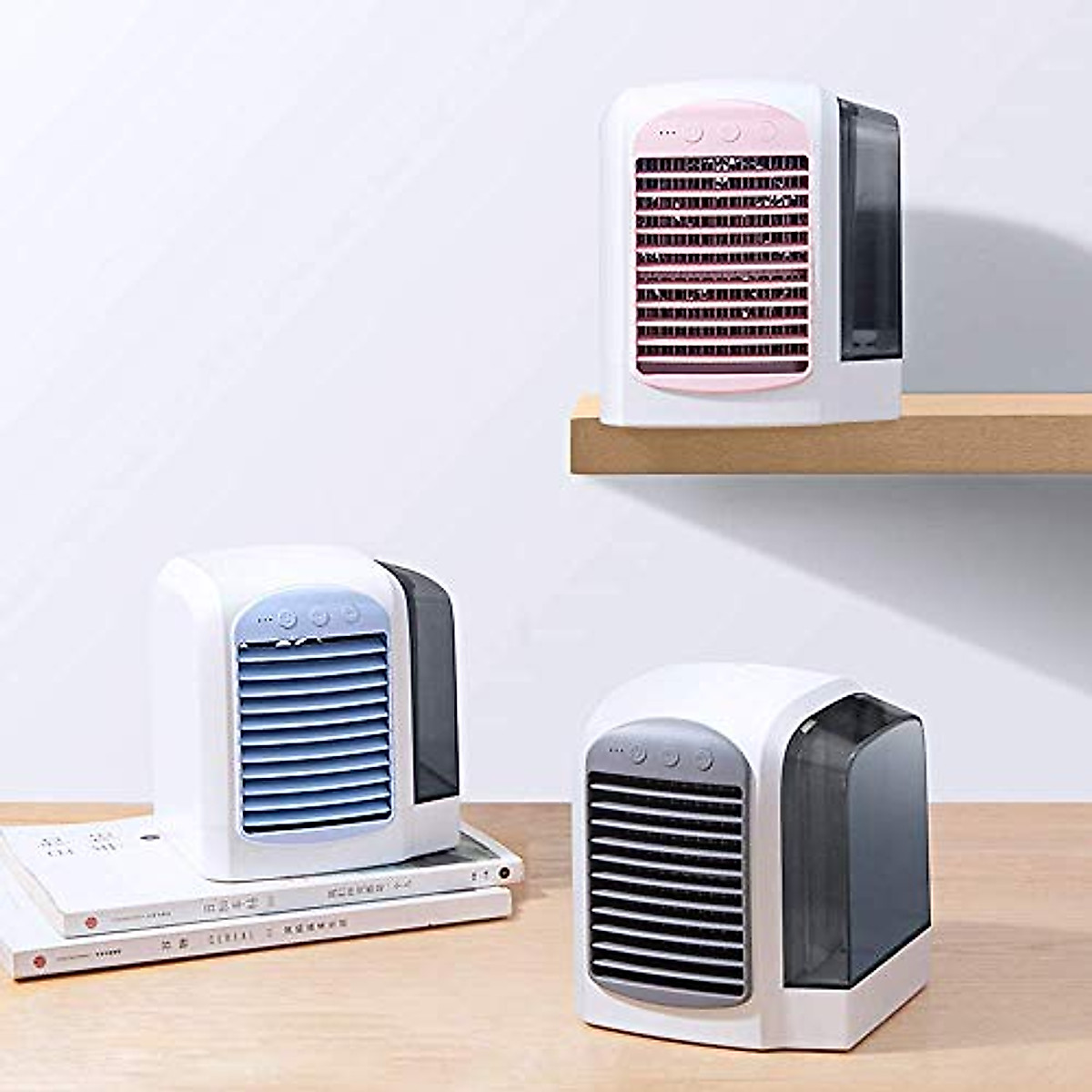 Mini Personal Air Cooler, USB Compact Coolers, Portable Fan Cooler with water tank, for Home Office Bedroom Garden Outdoors, Eco Friendly (pink)