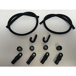 KAYAK PADDLE KEEPER KIT 2 14" LEASH 2 J HOOK 4 BUNGEE CORD & SLEEVE CANOE MARINE