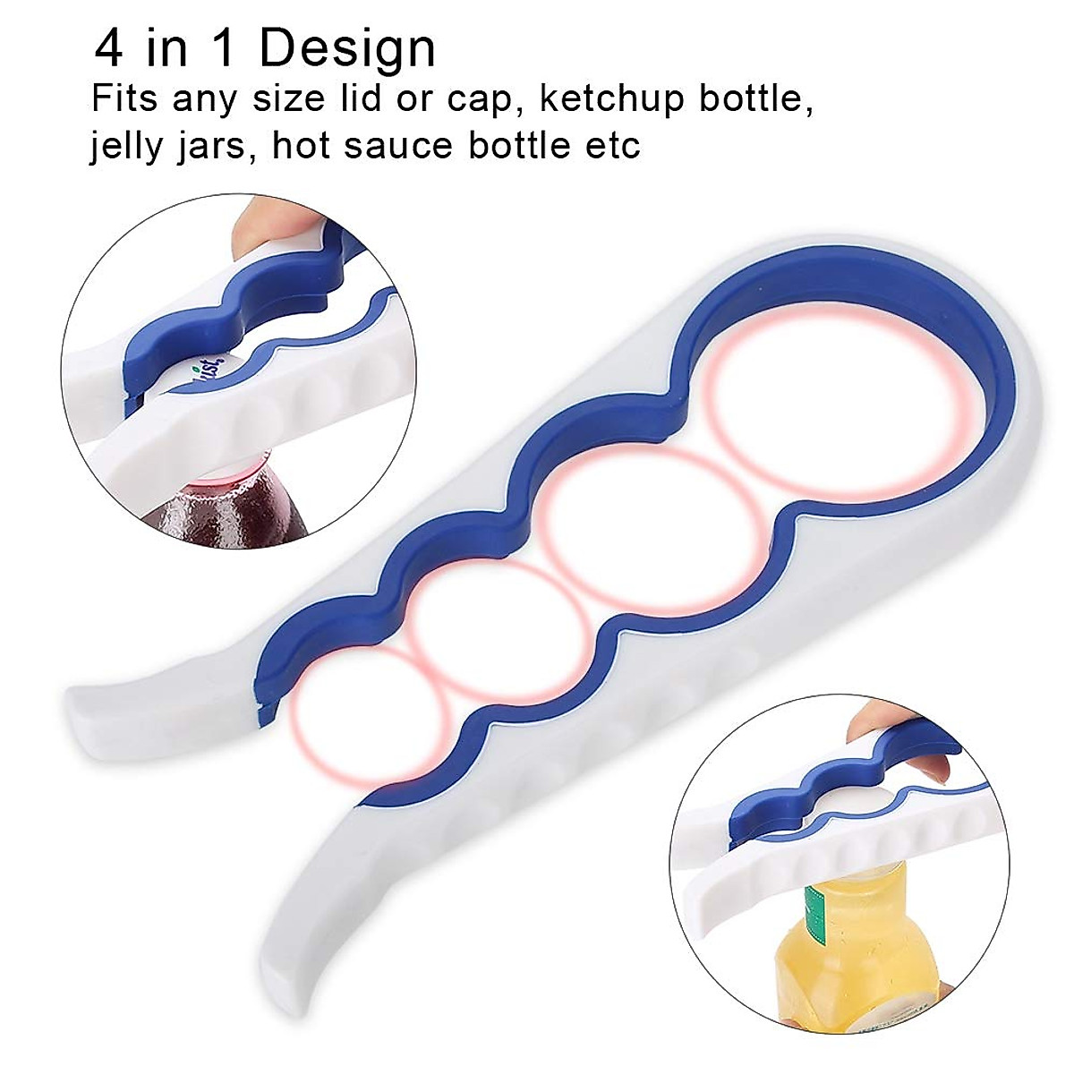 Multiple Size 4 in 1 Bottle Cap Opener, Mini portable Jar Can Lid Gripper, Non-slip Durable Bottle Opener