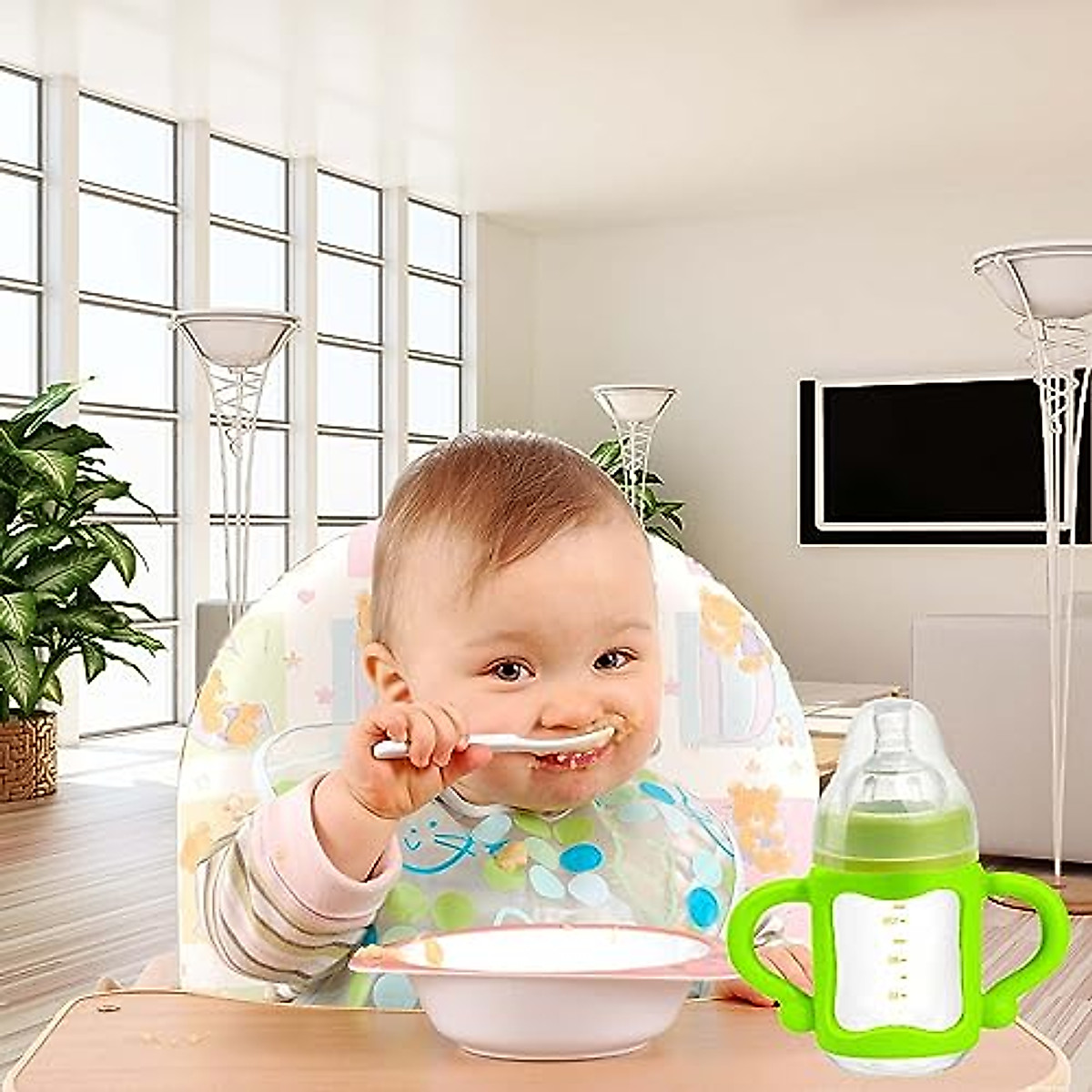 RTMOK (3-Pack) Bottle Handles for Dr Brown Narrow Baby, Bottles Bottle Holder for Baby, Baby Plane Travel Essentials-BPA-Free Silicone Material, Bottle Handles are Dishwasher Safe (3)