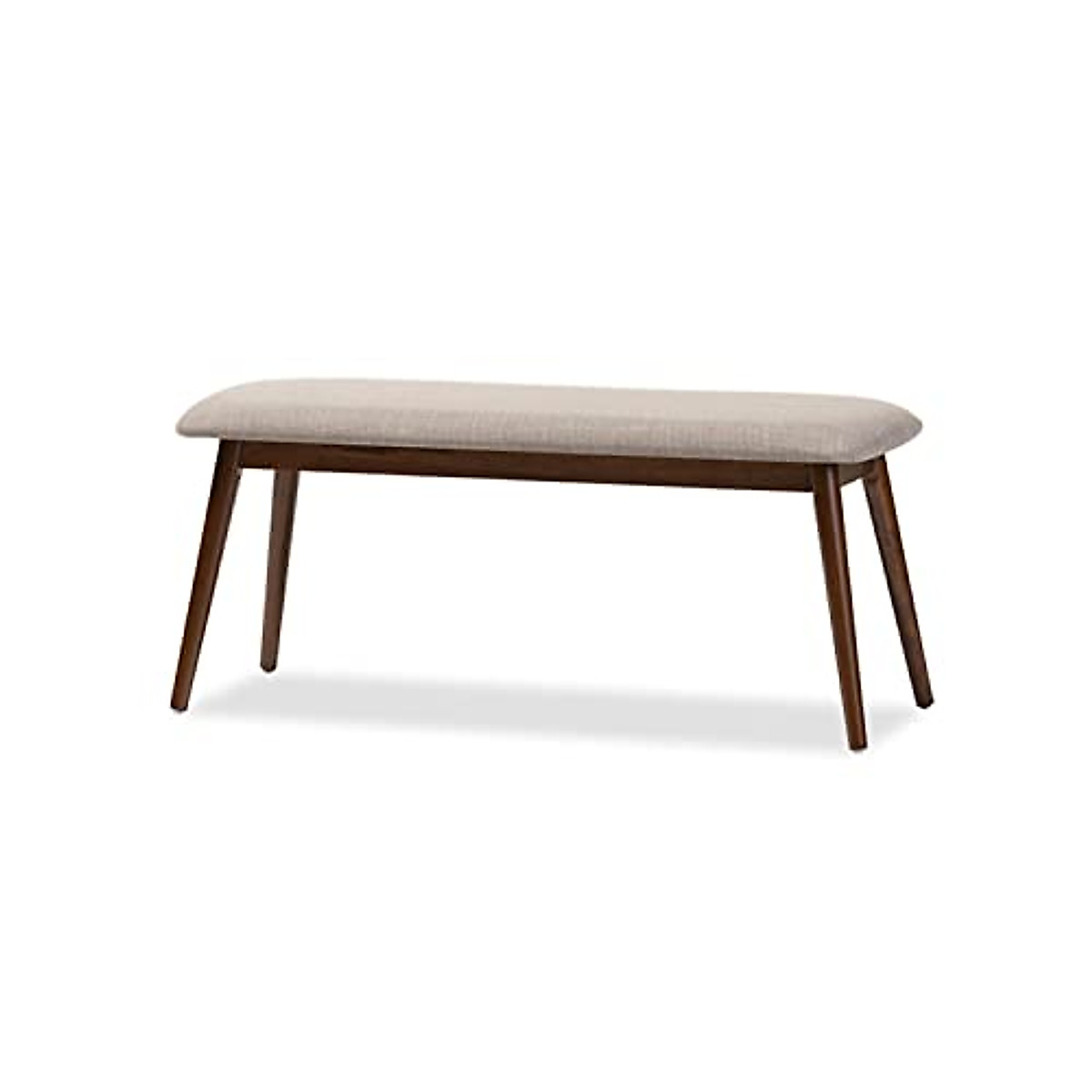 Baxton Studio Flora Mid-Century Modern Light Grey Fabric and OakMedium Brown Finishing Wood Dining Bench