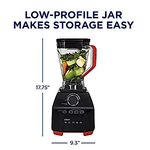 Oster Versa Professional Power Blender | 1400 Watts | Stainless Steel Blade | Low Profile Jar | Perfect for Smoothies, Soups, Black