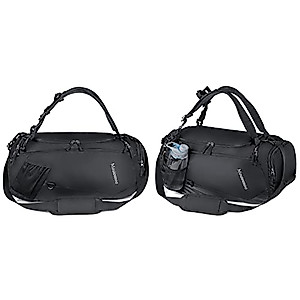 Mouteenoo Travel Duffel Backpack with Shoes Compartment Water Resistant Sports Duffle Gym Bag With Shoulder Straps for Men and Women (Black, 45L)